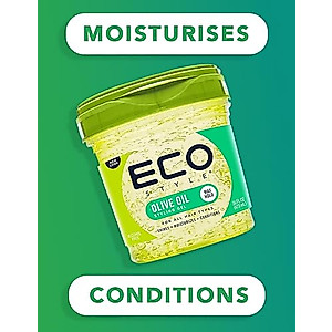Eco Style ECOCO Style Gel Olive Oil-100% Pure Olive Oil-Adds Shine And Tames Split Ends-Weightless Style-Nourishes And Repairs-Adds Moisture To The Scalp-Superior Hold-Healthy Shine-16 Oz