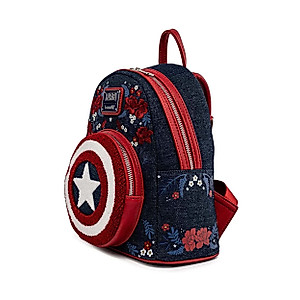 Loungefly Capt America 80th Anniversary Sheild Mini Backpack Blue-Red