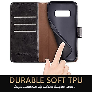 SUANPOT for Samsung Galaxy S10e 5.8"(Non S10 6.2") with RFID Blocking Leather Wallet case Credit Card Holder,Flip Folio Book Phone case Shockproof Cover Women Men for Samsung S10e case Wallet Black