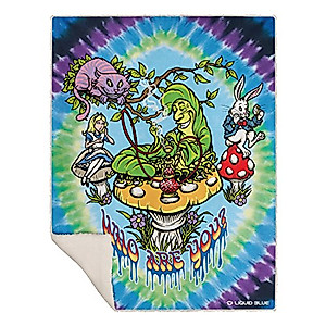 Liquid Blue Men's Wonderland All Mad Here Tie Dye Warm Fleece Throw Blanket, Multi, 50" X 60"