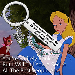 FOTAP You're Entirely Bonkers Keychain Alice Inspire Gift Mad Hatter Jewelry