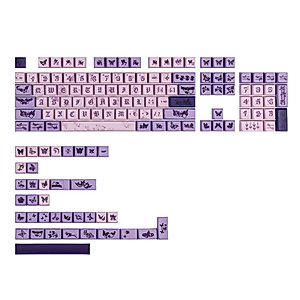 EPOMAKER Butterfly 121 Keys PBT Keycaps, MDA Profile Dye Sublimation Keycaps Set, for Mechanical Gaming Keyboard, Compatible with Cherry Gateron Kailh Otemu MX Structure