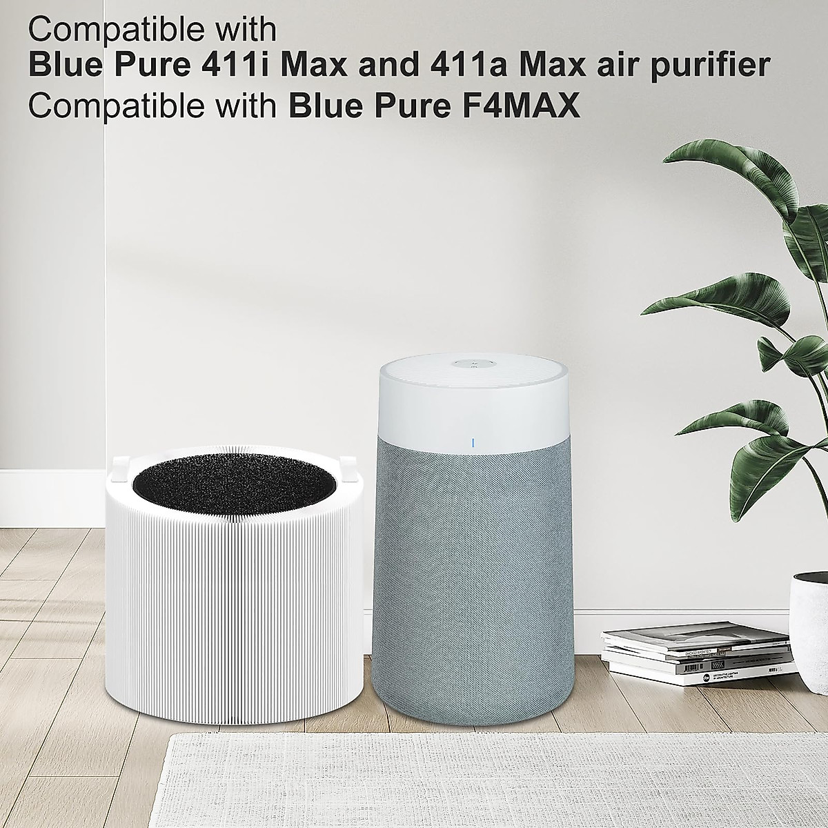 NXBHG Blue Pure 411i/411a Max Replacement Filter Compatible with Blue Pure 411i/411a Max Air Purifier. Blue Pure F4MAX, 3-in-1 H13 Ture HEPA and High-Efficiency Activated Carbon Filters, 2 Pack.
