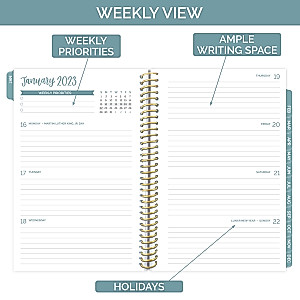 bloom daily planners 2023 Calendar Year Day Planner (January 2023 - December 2023) - 5.5” x 8.25” - Weekly/Monthly Agenda Organizer Book with Stickers & Bookmark - Crystal Blue