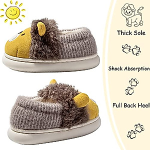 Fiedaz Toddler Slippers Boys Girls Plush Warm House Slippers Ultra-light Cartoon Lion Slipper Slip-on Non-slip Sole Home Shoes Indoor Outdoor Yellow 6-6.5 CN 150