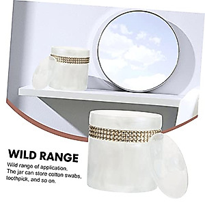 Cabilock Resin Swab Box Decor Storage Boxes with Lids Makeup Storage Organizer Box 5pcs Bathroom Canisters Jars Hair Band Holder Makeup Cotton Storage Jar Cotton Pad Container