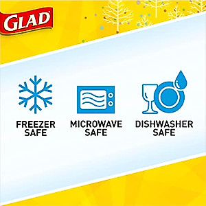 GladWare Big Bowl Large Round Holiday Edition Food Storage Containers with Lids | 48 oz Holiday Containers with Green Pine Tree Design, 3 Count Set | Airtight Food Storage Containers for Food