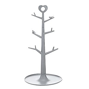 DNIEBW Tea Cup Rack Holder, 14.2 Inch Tabletop Mug Display Rack Tea Rack Cup Tree Holder, Coffee Mugs Rack with 6 Hooks for Kitchen Table Bar Countertop