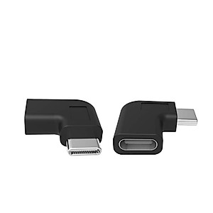 rgzhihuifz Type-C Right Angle Adapter,Type-C Male to Type-C Female Adapter， 2-Pack，90 Degree Type C Adapter,Right & Left Angled 90 Degree Type-C Extension Adapter for Laptop & Tablet & Mobile Phone