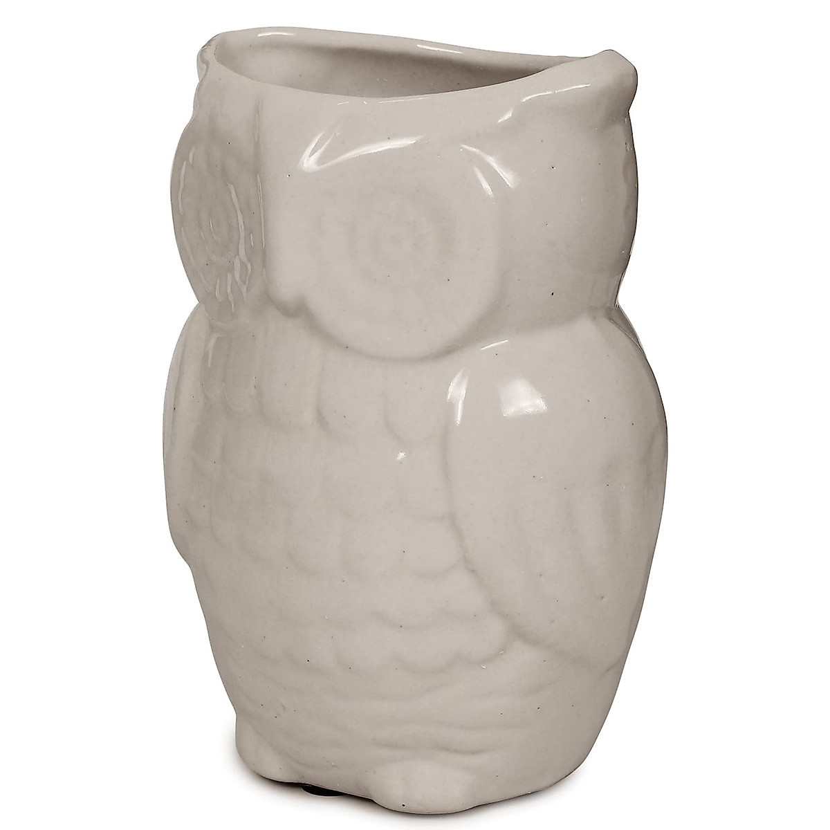 ABHANDICRAFTS Utensil Holder for Kitchen Counter 7.5" Inch Multi-Purpose Ceramic Organizer for Kitchen Decor, Paint Brush, Flower Vase, Cooking Tool Utensils Caddy for Countertop White