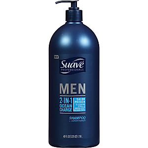 Suave Professionals Men 2-in-1 Shampoo & Conditioner, Ocean Charge, 40 Ounce Pump Bottle