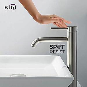 KIBI KBF1009 Solid Brass Single Handle Circular Faucet for Bathroom Sink | High Arc Faucet spout (Brushed Nickel)