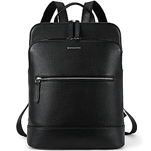 BOSTANTEN Laptop Backpack for Women 15.6 inch Computer Genuine Leather Backpack Purses College Travel Daypack Large Satchel Black