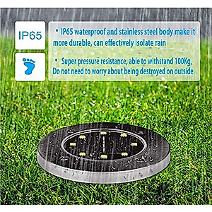 niftynifty Solar Ground Lights Outdoor Waterproof 12 Pack 8 Led Warm Bright Garden Disc Lights Solar Ground Light Powered Lighting Flat Solar Lights for Garden and Landscape Outdoor Inground Lights