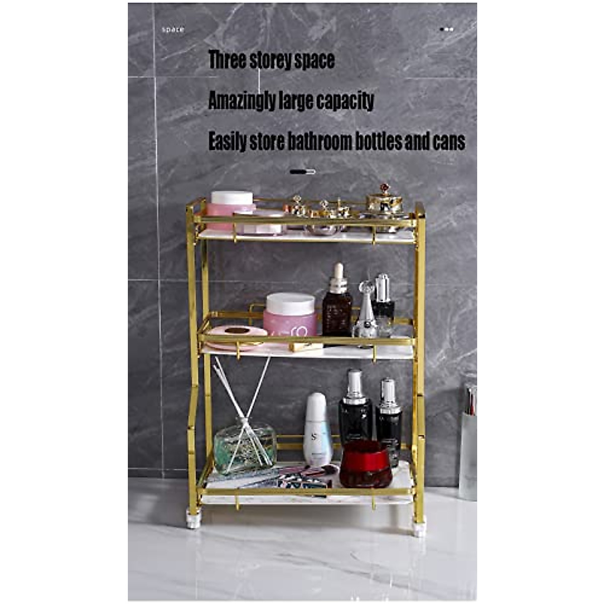 2/3 Tier Bathroom Counter Organizer Under Sink Bathroom Organizer Countertop Storage Rack Cosmetic Organizer Holder for Bathroom Kitchen White,3 Tiers