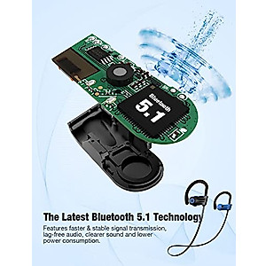 Otium Bluetooth Headphones, Wireless Sports Earbuds, Waterproof IPX7 w/Mic, HD Stereo in-Ear Earphones, Case, Fast Pairing, Gym Running Workout, 16 Hrs Battery Noise Cancelling Headsets