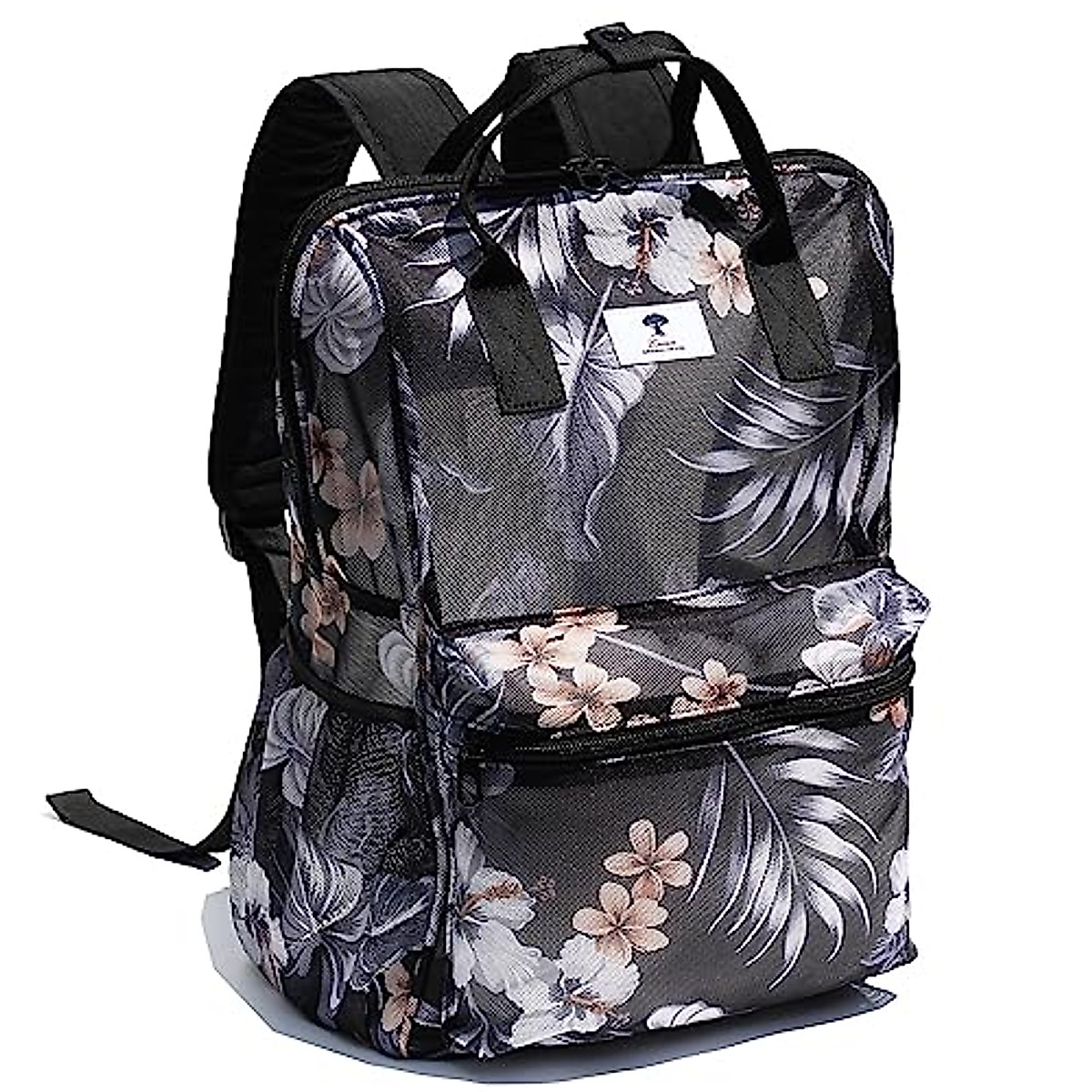 ESVAN Mesh Backpack See Through Bag College Beach Bag Daypack Travel Semi-Transparent Bag for Women and Men (A)