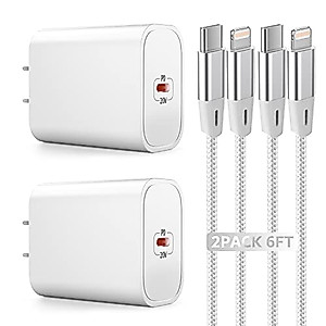 iPhone Charger Fast Charging，2 Pack 20W USB C Power Adapter Wall Charger with 6 FT MFi Certified USB C to Lightning Cable iPhone Fast Charger Cord Compatible with iPhone 14 13 12 11 Pro X 8 7 and More