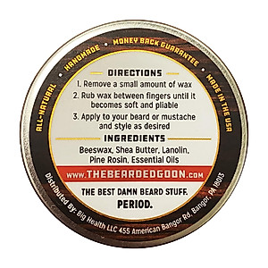 The Bearded Goon Ridiculously Strong Mustache and Beard Wax (2 Tins) - 100% Natural, All-Day Styling Control with Ultra-Strong Hold, 1 oz. each…