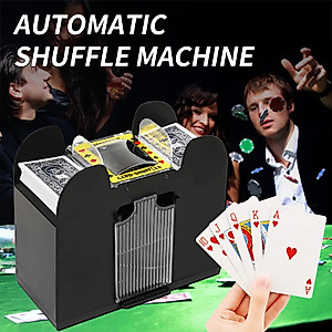 Ni-SHEN 6 Deck Automatic Card Shuffler USB/Battery Operated Electric Shuffler for Family Party Poker/Blackjack/UNO(1-6 Deck Card Shuffler)