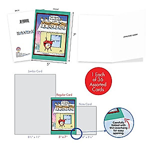 NobleWorks - Variety Pack of 36 Funny Assorted Christmas, New Year Cards Box Set, Mixed Occasions w/Envelopes Holiday for Men, Women (36 Designs, 1 Each) - Favorite Holiday Toons AC6736XXG-B1x36