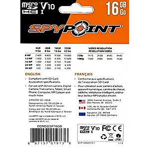 Spypoint 16GB Micro SD Card with SD Card Adapter, SDHC Class10 Memory Card for Trail Cameras (Pack of 2)