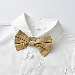 Moyikiss Studio Toddler Dress Clothes Baby Boys Gentleman Outfits White Bowtie Shirts+Suspender Pants Sets(Khaki,70/6-12 Months)