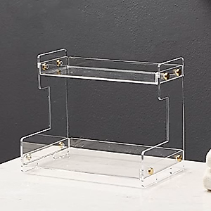 Hiendure Bathroom Counter Organizer 2-Tier Bathroom Organizer Countertop Cosmetics Organizer Vanity Storage Shelf Rack for Bathroom Bedroom Kitchen