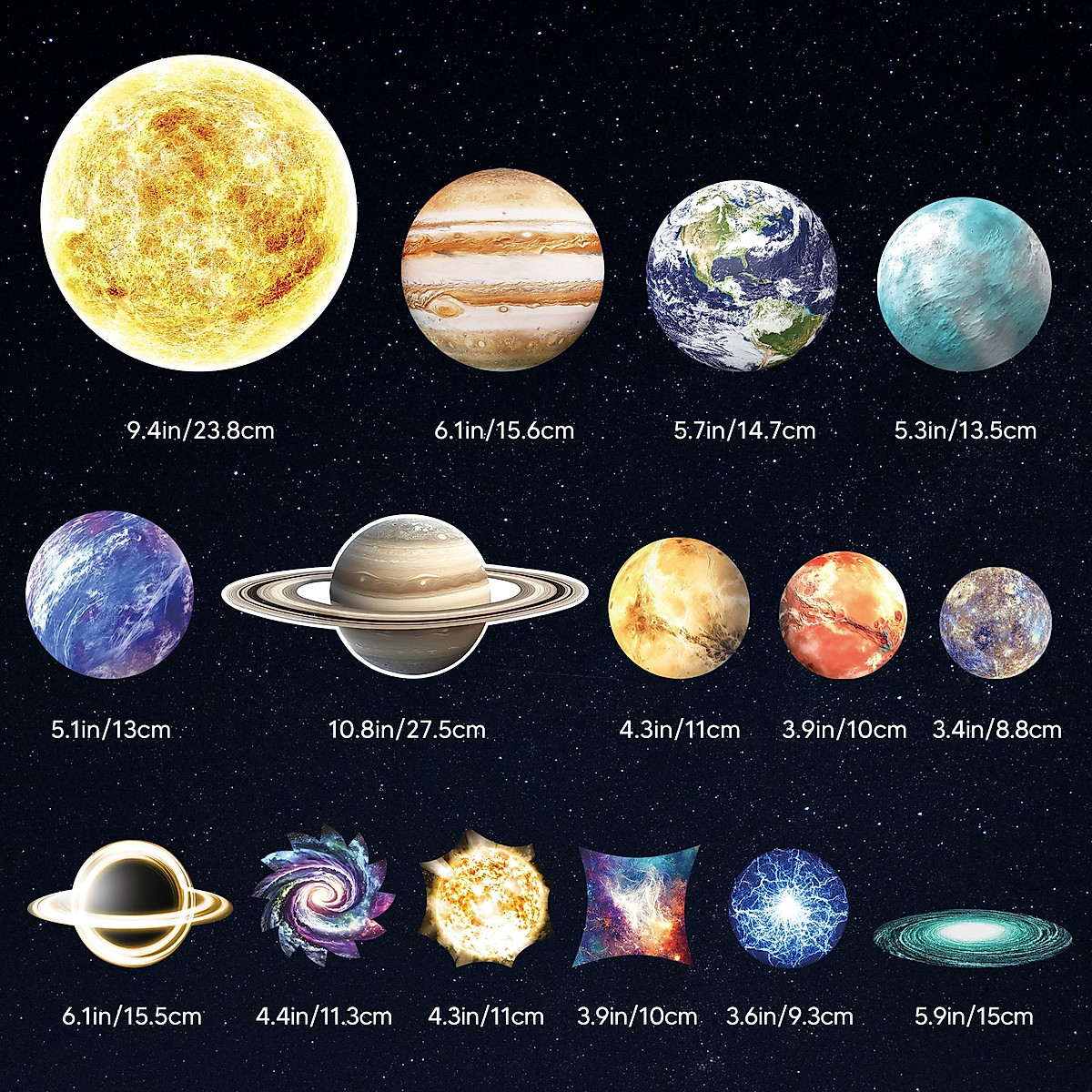 Glow in The Dark Stars and Planets for Ceiling, Glow Solar System Wall Stickers, Space Wall Decals for Kids Boys Room (Blue)