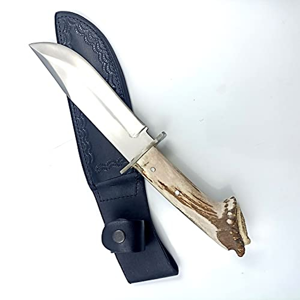 Stag Antler Bowie Knife with Sheath , Tactical Fixed Blade , Hunting Knife , Camping Knife ,Survival Knife