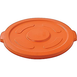 Global Industrial 55 Gallon Plastic Trash Can Lid, Bright Orange
