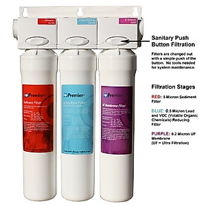 Watts Premier WP531130 Pure UF-3 Three-Stage Water Filtration System with Top Mount Twist Faucet, Brushed Nickel