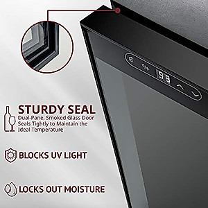 Schmecke 12 Bottle Compressor Wine Cooler Refrigerator w/Lock | Large Freestanding Wine Cellar | 41f-64f Digital Temperature Control Wine Fridge For Red, White, Champagne or Sparkling Wine - Black