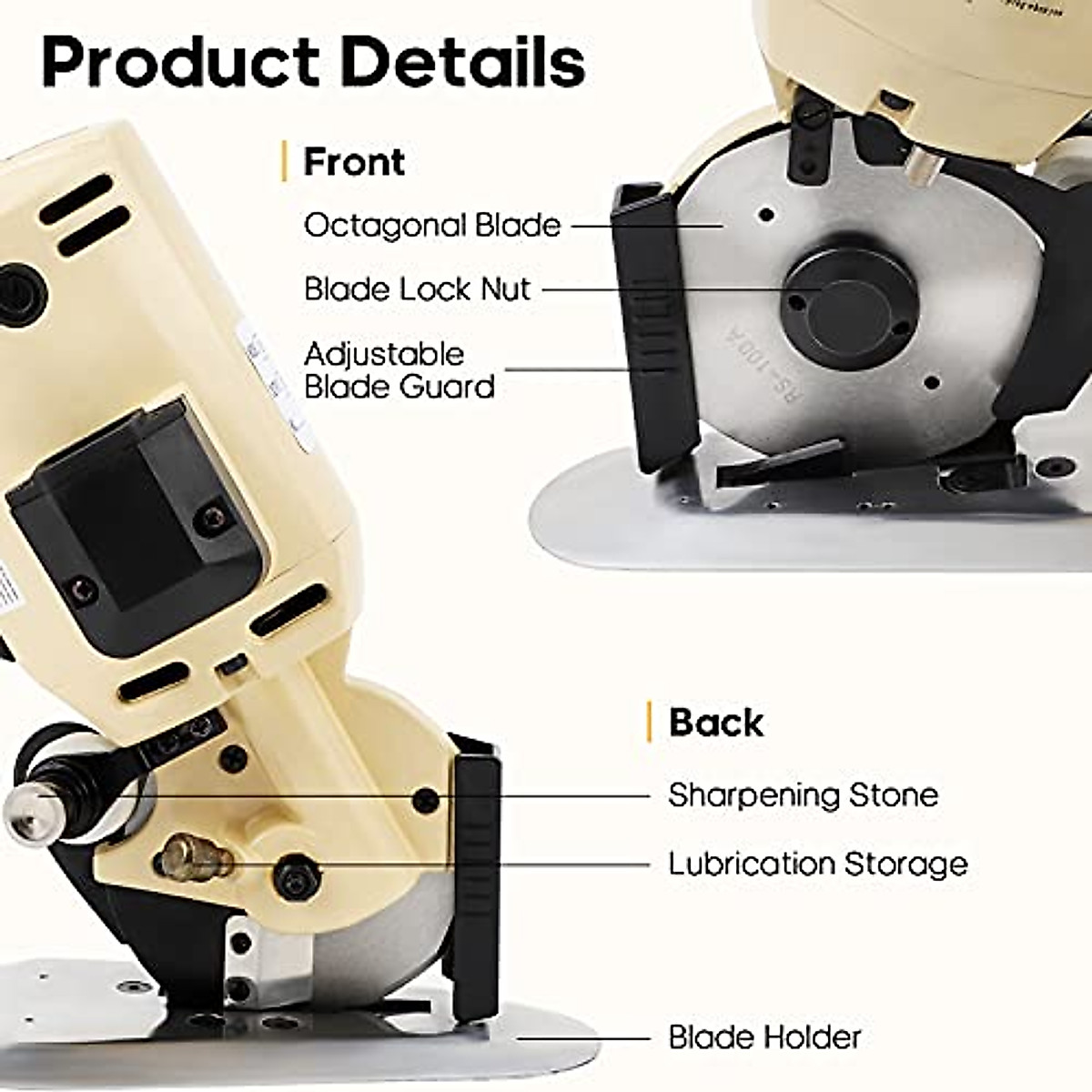 GPOAS Electric Rotary Fabric Cutter Cloth Cutting Machine 4 Inch Octagonal Blade Cloth Cutter Electric Scissors With Automatic Sharpener For Multi Layer Carpet Leather,Industrial Grade 110V