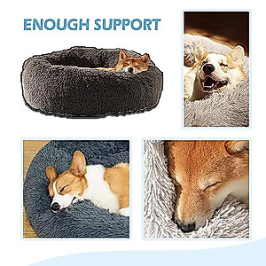 XIEMINLE Donut Cat Bed Anti Anxiety Dog Bed, Fluffy Calming Pet Bed Round Plush Pet Bed for Large Medium Small Dogs and Cats, Dog Sofa Bed with Non-Slip Bottom,80cm/31.5in,Purple