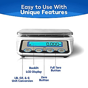 Penn Scale PS-10 Digital Kitchen Portion Scale - 11lb Electric Kitchen Scale with 0.002lb Readability - Removable Platter & LCD Display - Lb, Oz, G Unit Conversion (AC & Battery Powered)