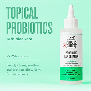 SKOUT'S HONOR Dog Ear Cleaner Solution with Aloe Vera - Alcohol-Free, Fragrance-Free, Non-Medicated Ear Wash for Dogs, 4 oz.