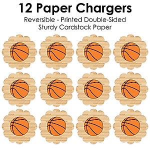 Big Dot of Happiness Nothin’ but Net - Basketball - Baby Shower or Birthday Party Round Table Decorations - Paper Chargers - Place Setting for 12