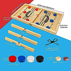 Kiditos 3-in-1 Large Fast Sling Puck Game Checkers Chess Set, 22.83” x 12.60” Popular Wooden Board Game Super Fun Slingshot Toy and Perfect Hockey Toy Gift for Kids, Adults, Friends and Colleagues