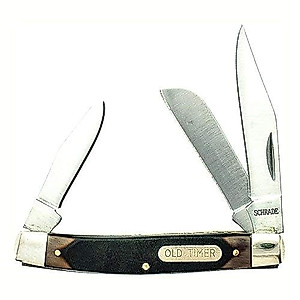 Old Timer 34OT Middleman 5.7in S.S. Traditional Folding Knife with 2.4in Clip Point Blade and Sawcut Handle for Outdoor, Hunting, Camping and EDC,Brown