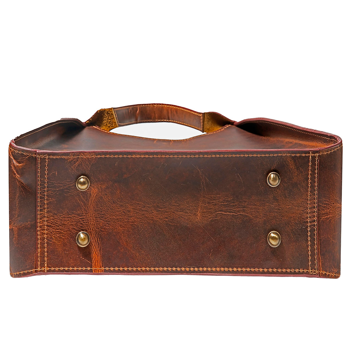 Genuine Full Grain Leather Shoulder Tote Bag for Women Large Handbag Designer Ladies Purse Satchel Travel Bag (Red Brown Tote Bag)