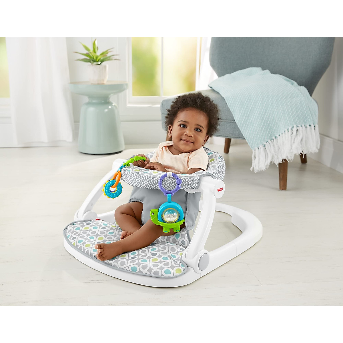 Fisher-Price Playtime Bundle, Sit-Me-Up Floor Seat and Work from Home Gift Set, 3 Activity Toys for Baby