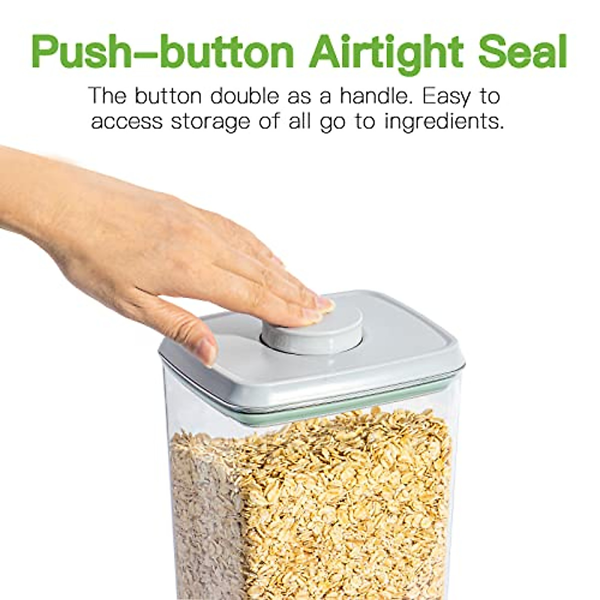 Uamector Pop Airtight Food Storage Containers with Lids, Top Pop One Button Control, BPA-Free Air Tight Stackable Dry Cereal Container Set for Pantry Snack Coffee Sugar Kitchen Pantry Organization