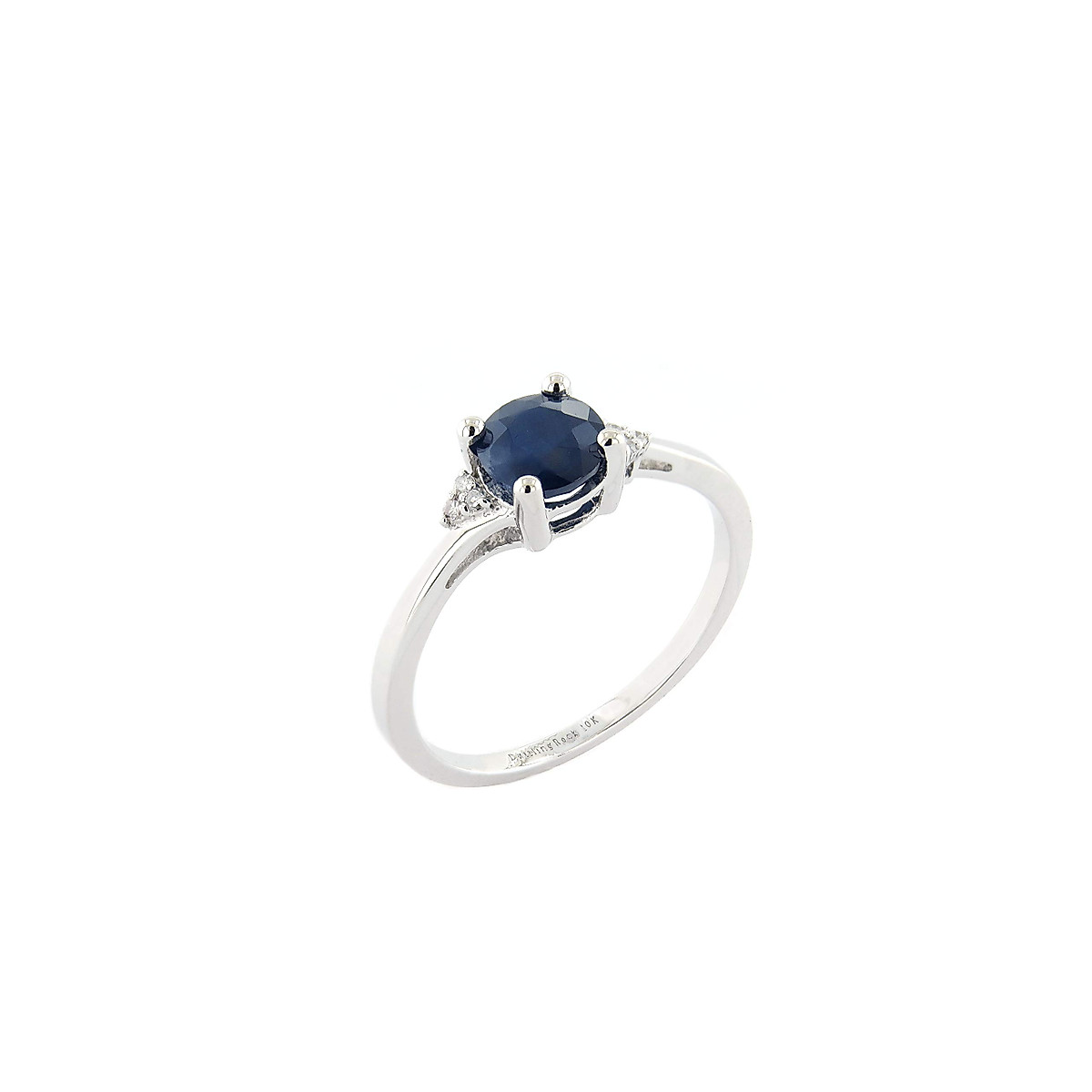 Dazzlingrock Collection 10K 6 MM Round Blue Sapphire & White Diamond Bridal Engagement Ring, White Gold, Size 7
