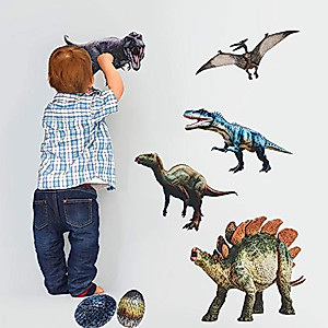 18 Pieces Dinosaurs Wall Stickers Dinosaur Wall Decals Removable Wall Stickers for Classroom Kids Bedroom Bathroom Nursery Home Decoration
