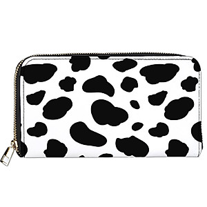 Qwalnely Cow Print Wallet PU Leather Purse Phone Credit Card Storage Purse for Women Adults
