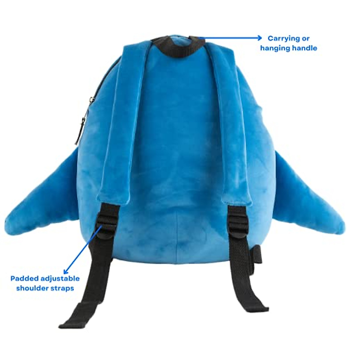 RALME Squish Buddies Soft Plush Blue Shark Backpack for Boys, 16 inch