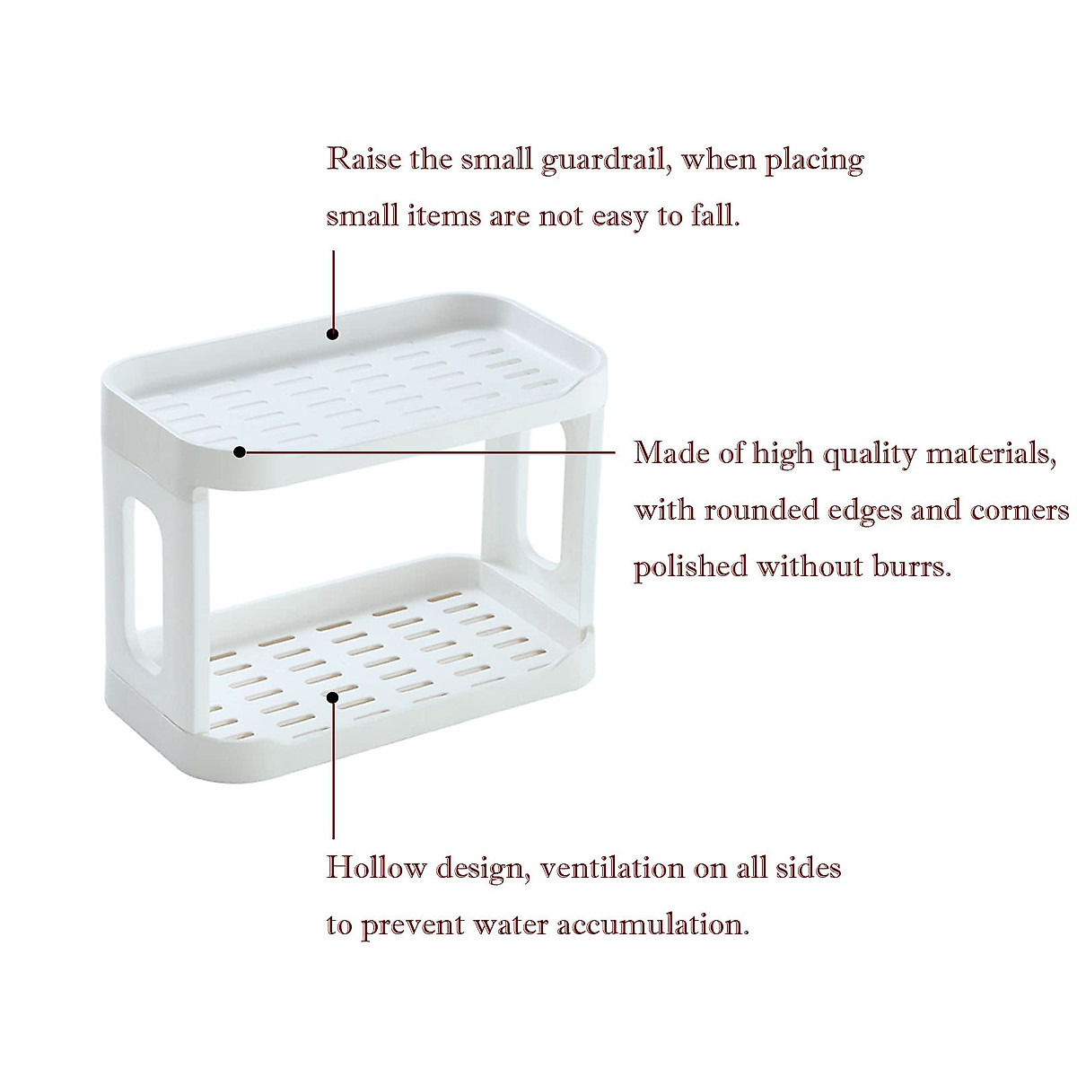 XUDAUP 2-Tier Bathroom Organizers Countertop Spice Rack Vanity Destop Storage Shelf Makeup Organization for Kitchen Bathroom Desk Office School (White)