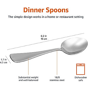 Dinner Spoon Set - Stainless Steel Spoons Set Of 12 | Food Grade Spoons - Tea Spoon | Durable Metal Dessert Silverware Spoon For Home, Kitchen Or Restaurant - 6.2 Inches
