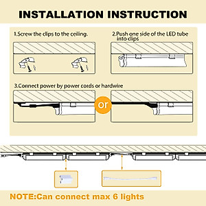 6 Pack T8 Led 4FT 60W Integrated V Shaped Shop Light,Linkable White Daylight 6000k LED Strip Lights Fixture for Garage, Indoor Tube Light for Living Room with On/Off Switch Cable Clear Cover